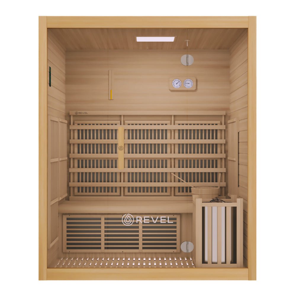 Revel Saunas NordicWave 3 Person Infrared & Traditional Hybrid Sauna ...